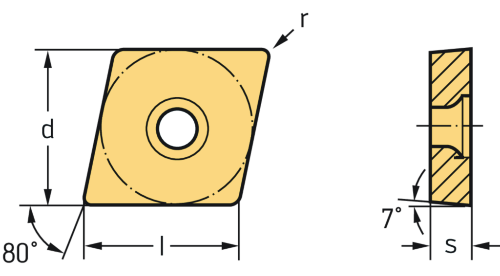 Turning Insert – Positive rhombic 80° CCMT-RP4 - Walter Tools